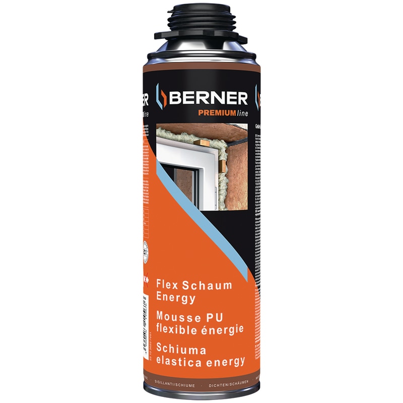 Mousse PU flexible énergie Premium, 500 ml, Aérosol | Berner®